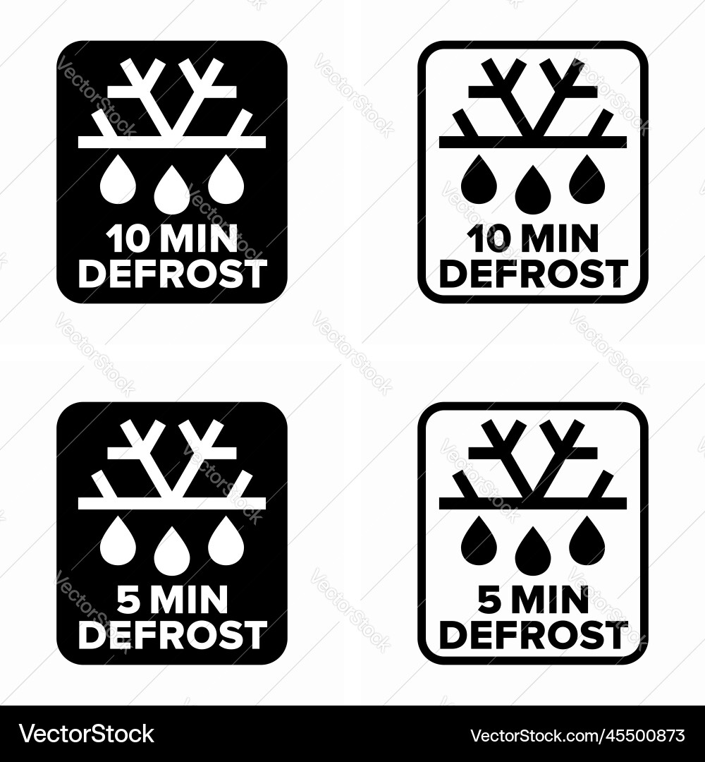 5 and 10 minute defrost information sign Vector Image
