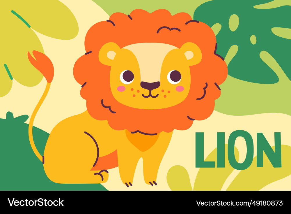 Animal poster with lion concept Royalty Free Vector Image