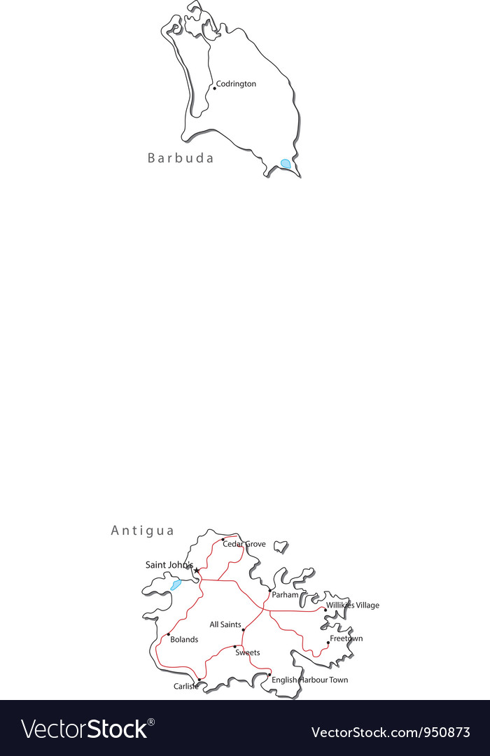 Antigua barbuda black white map Royalty Free Vector Image