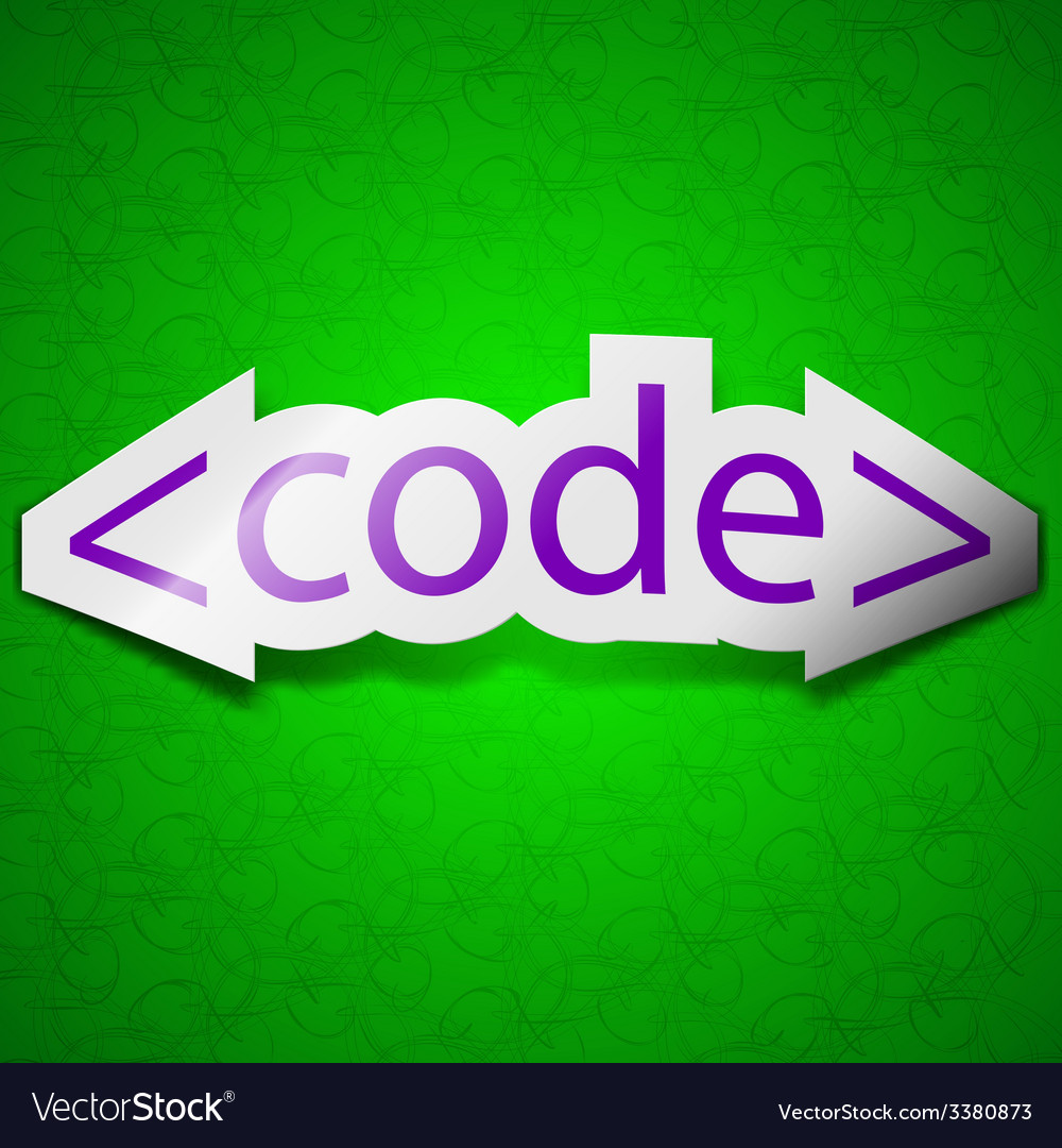 Code icon sign symbol chic colored sticky label Vector Image