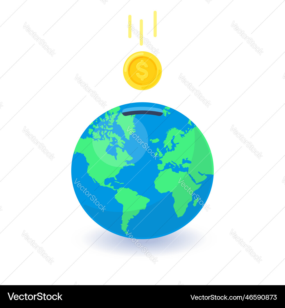 Earth globe as moneybox with dollar coin Vector Image