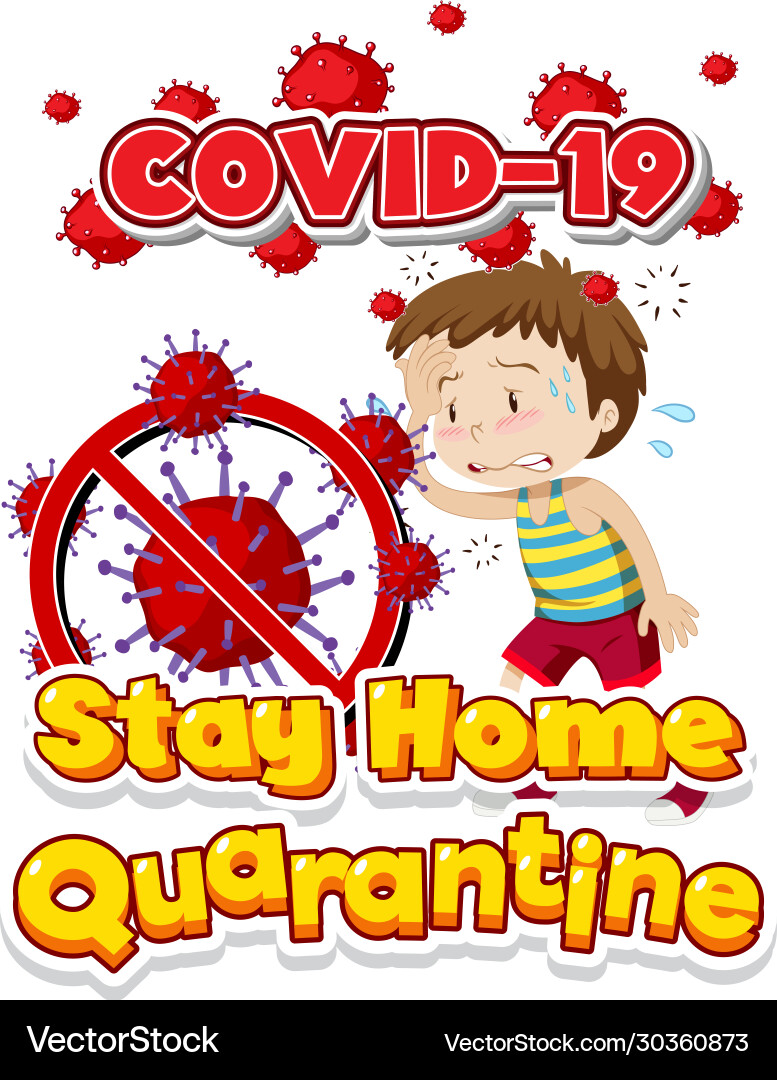 Font design for word stay home quarantine Vector Image