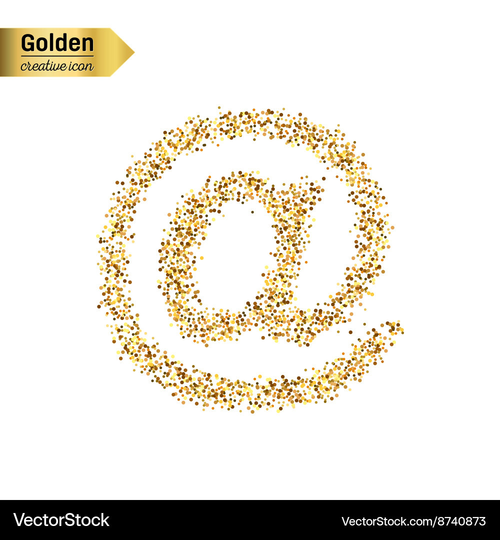 Gold glitter icon of e-mail isolated Royalty Free Vector