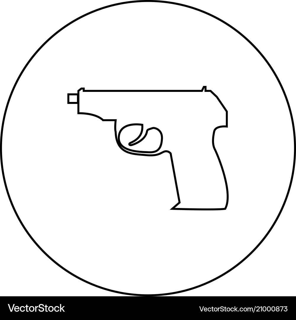 Hand gun icon black color in circle Royalty Free Vector
