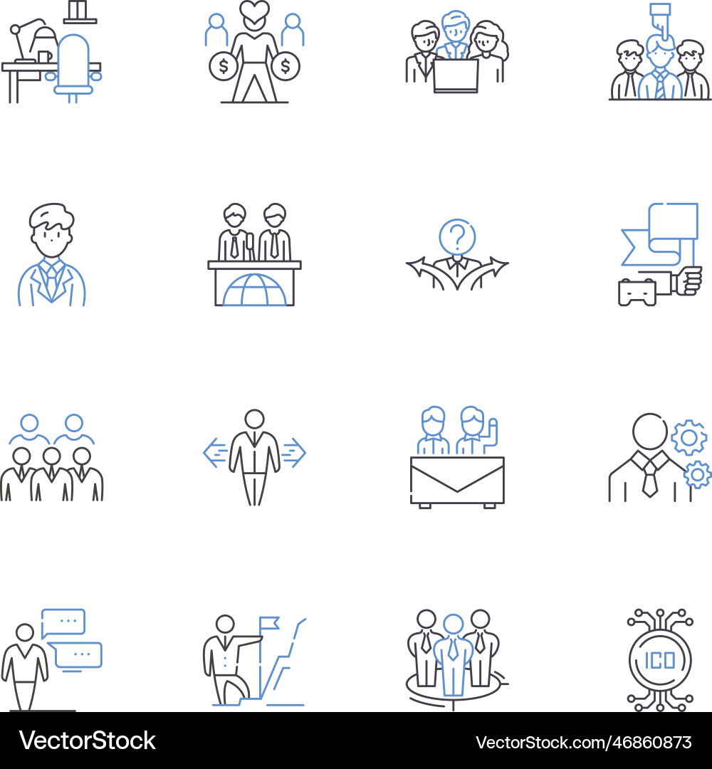Labor mates line icons collection cooperation Vector Image