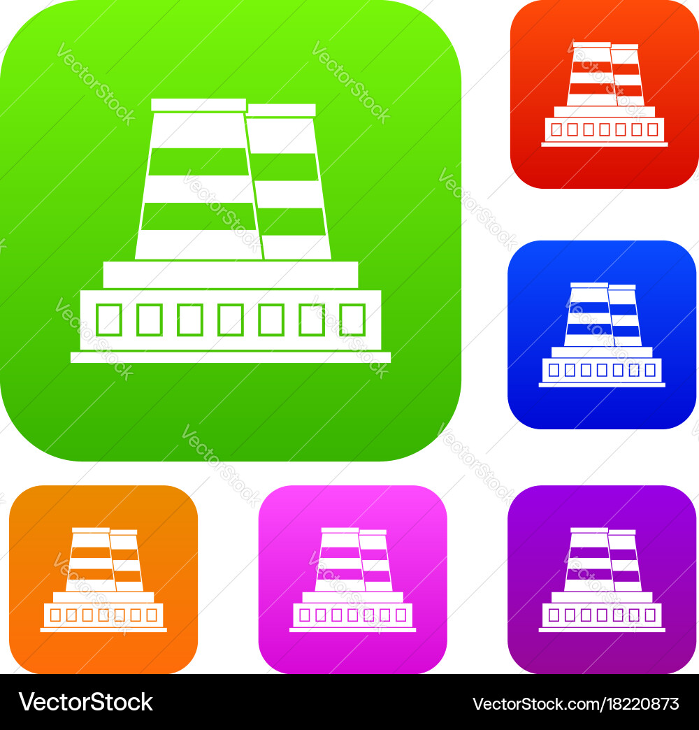 Manufacturing plant set color collection Vector Image