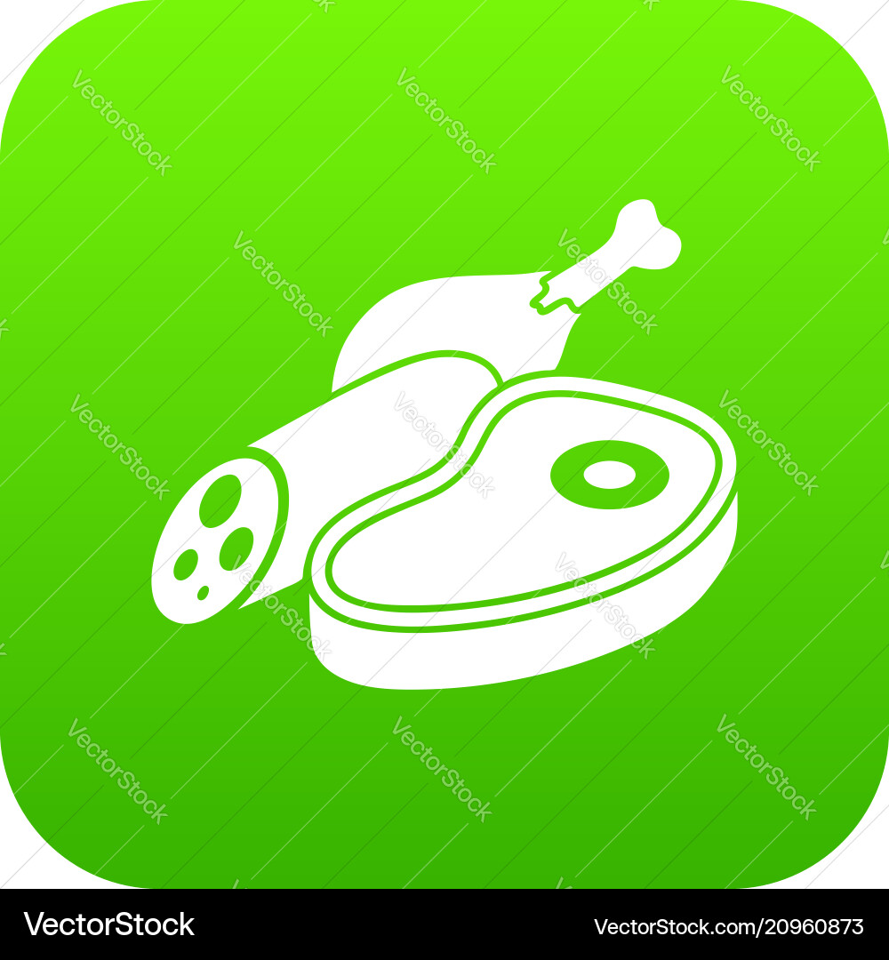 Meat food icon green Royalty Free Vector Image