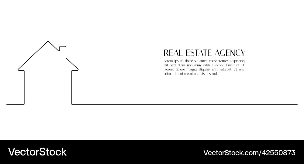 One continuous line drawing of house building Vector Image