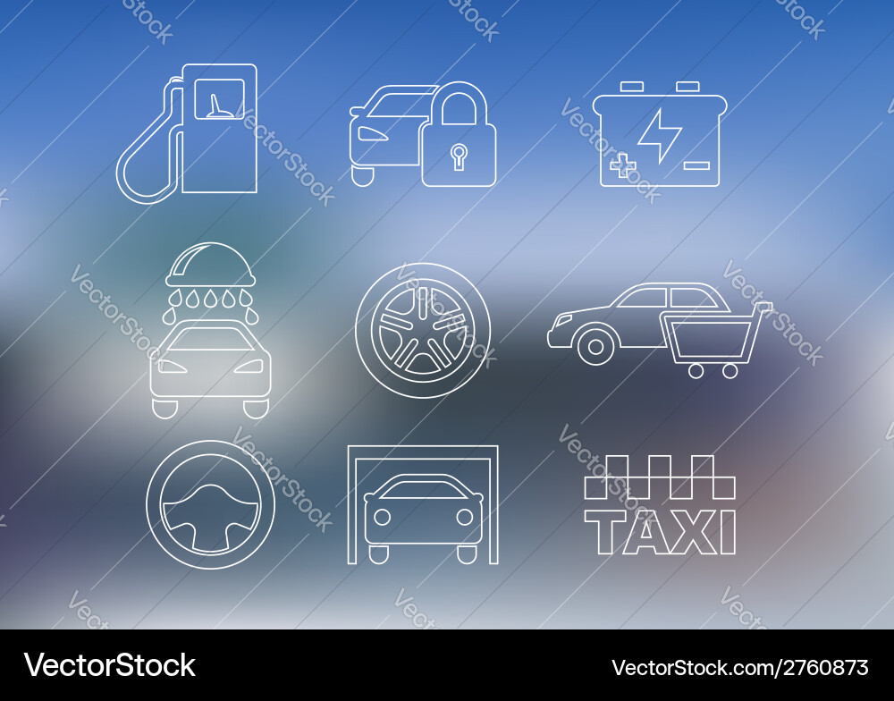 Outline car service icons set Royalty Free Vector Image