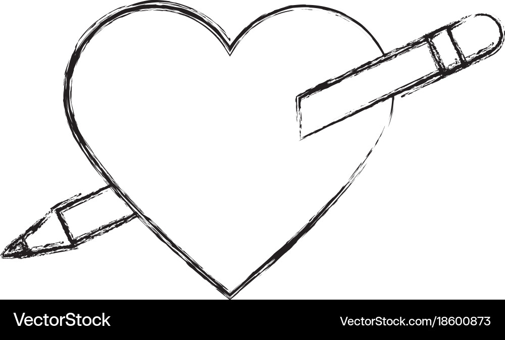 Pencil crossed in heart Royalty Free Vector Image