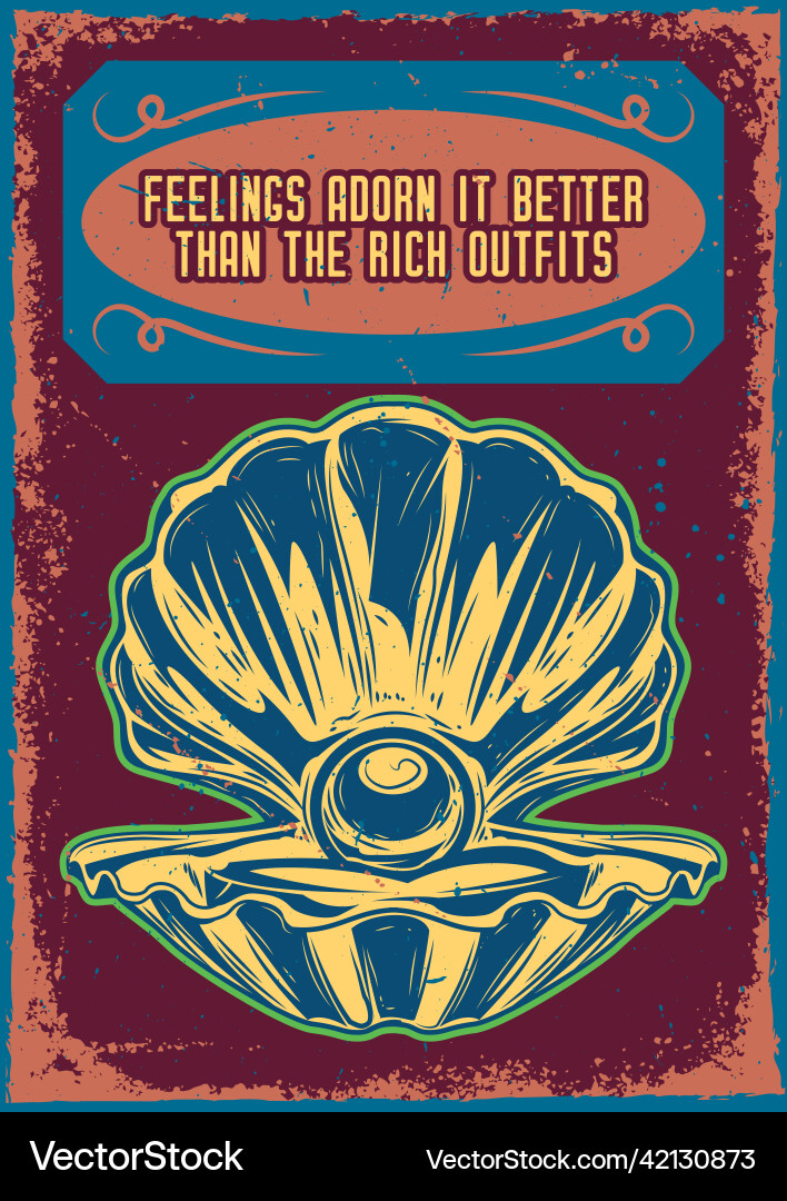 Poster design with of a shell with a pearl Vector Image