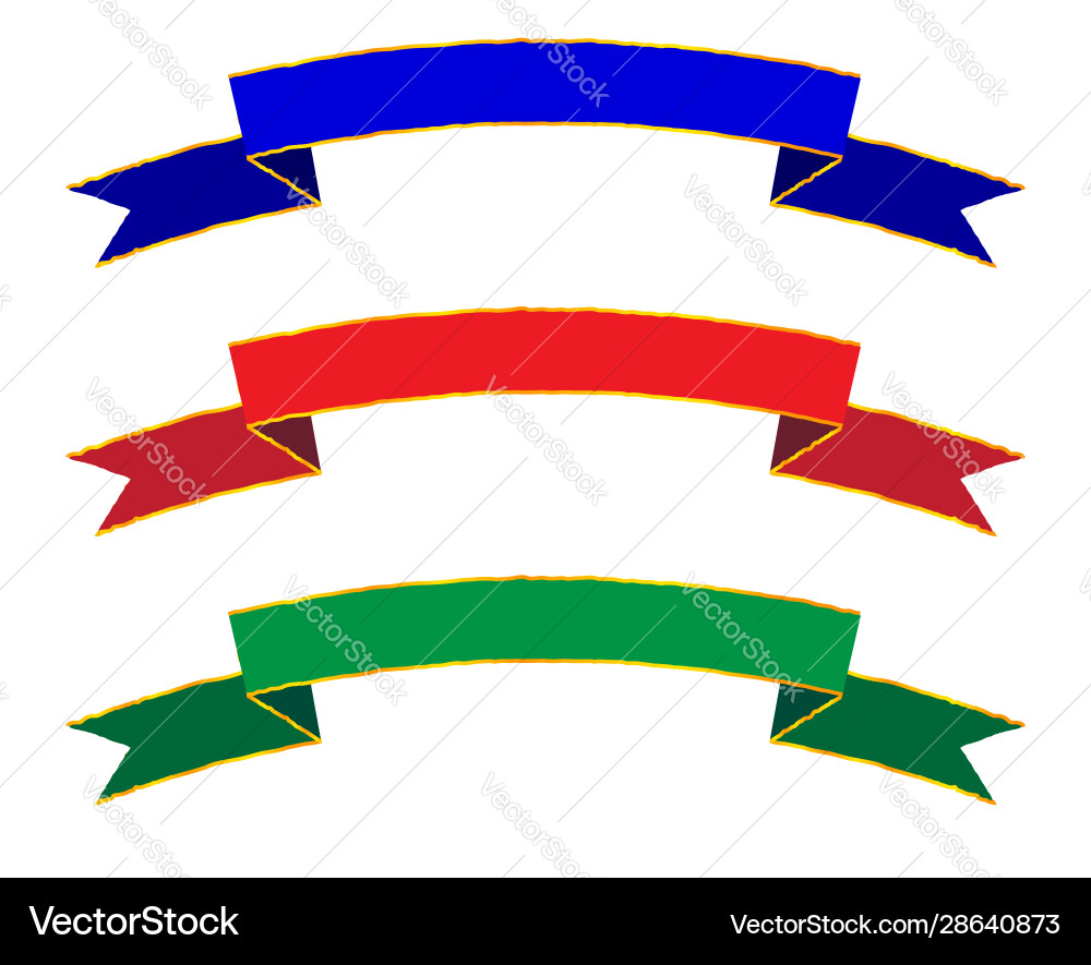 Red green and blue silk ribbon collection web Vector Image