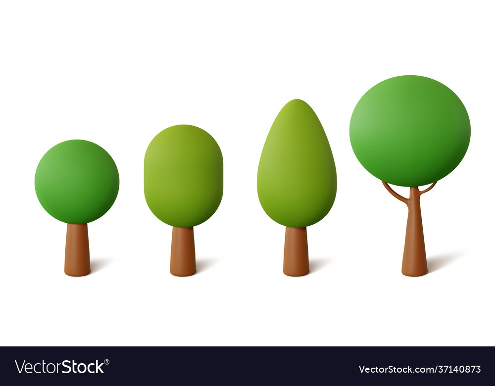 Set abstract trees isolated on a white background Vector Image