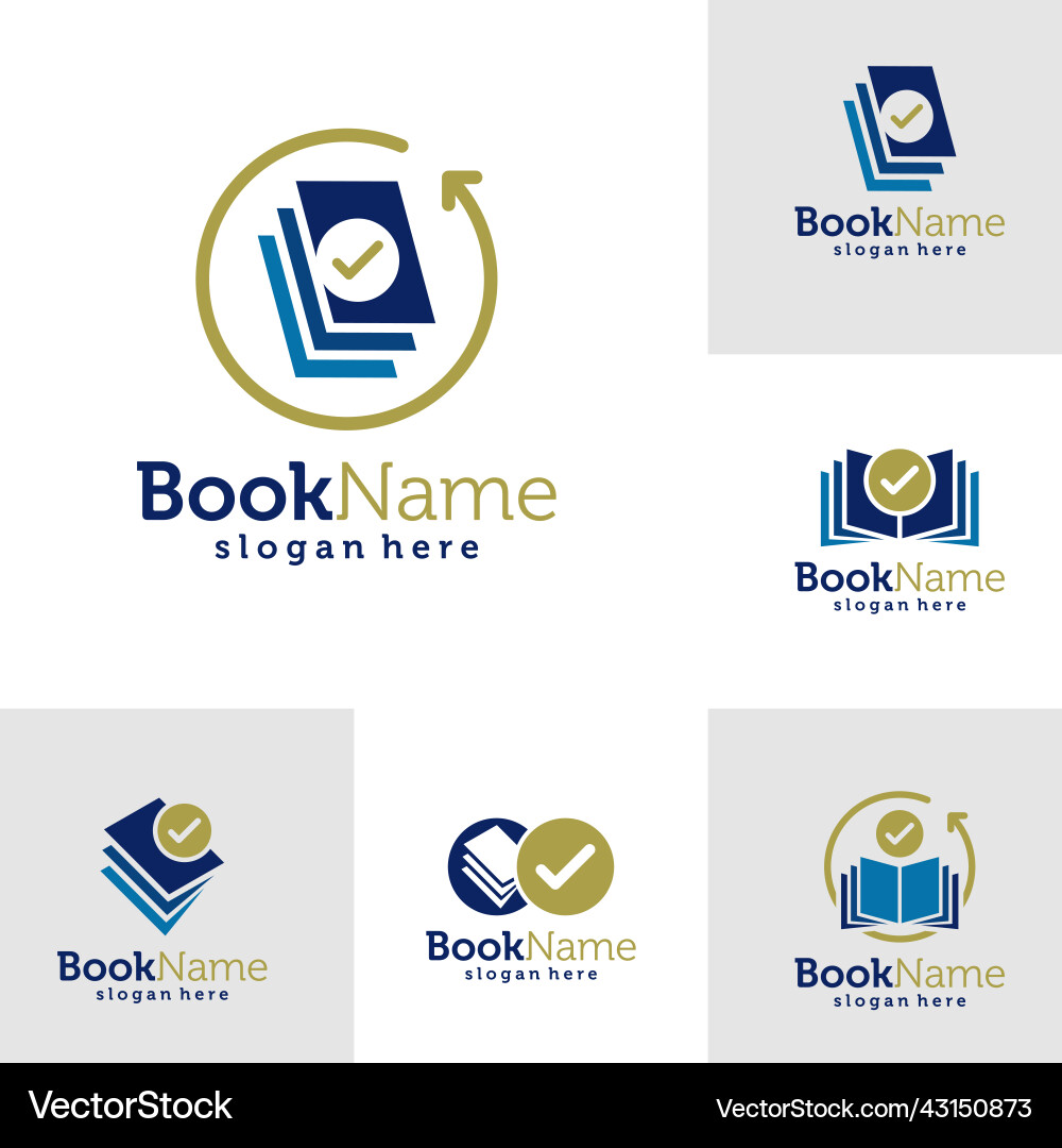 Set of book check logo design template book check Vector Image