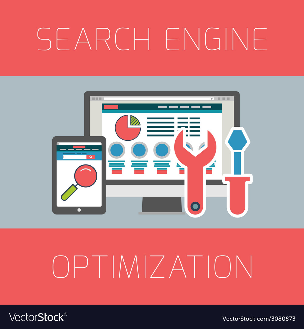 Set of flat design concepts concept for seo Vector Image