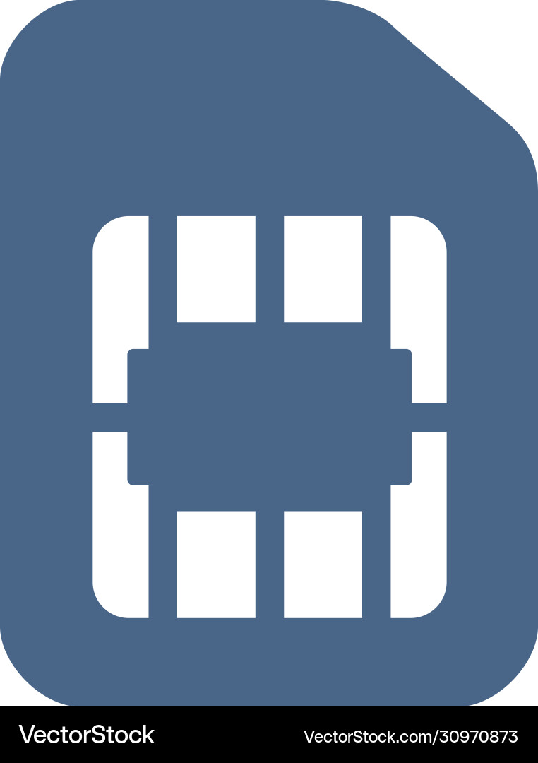 Sim card flat icon emv chip mobile slot symbol Vector Image