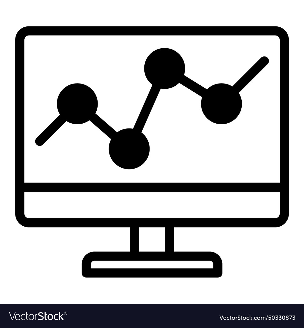 Trading line graph monitor flat icon isolated Vector Image