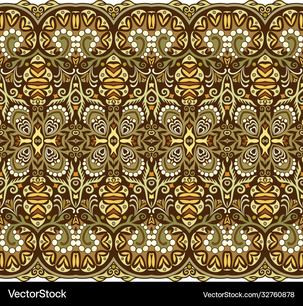 Abstract ethnic nature tile stripe seamless border