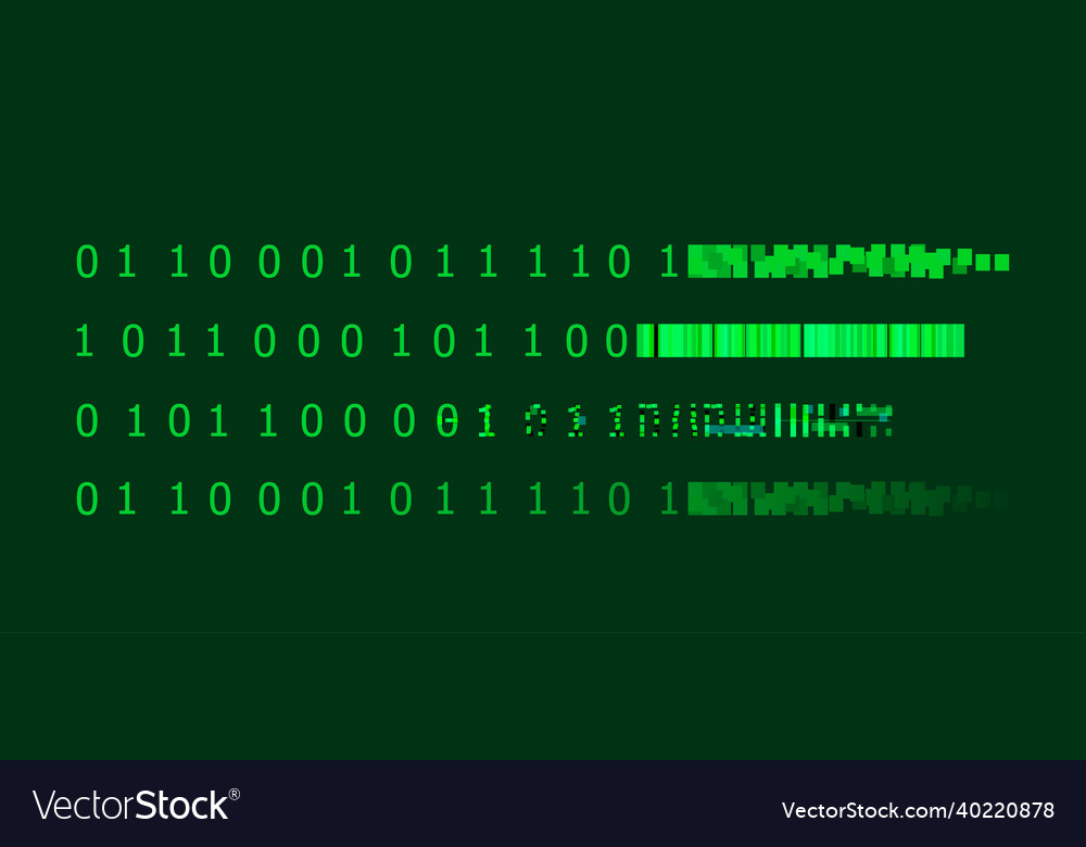 Binary code is transforming to the pixels Vector Image