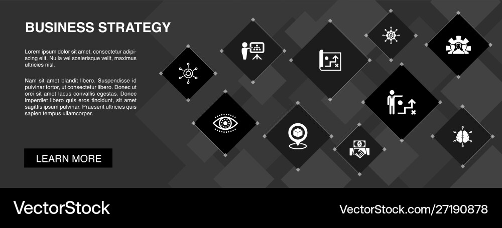 Business strategy banner 10 icons concept Vector Image