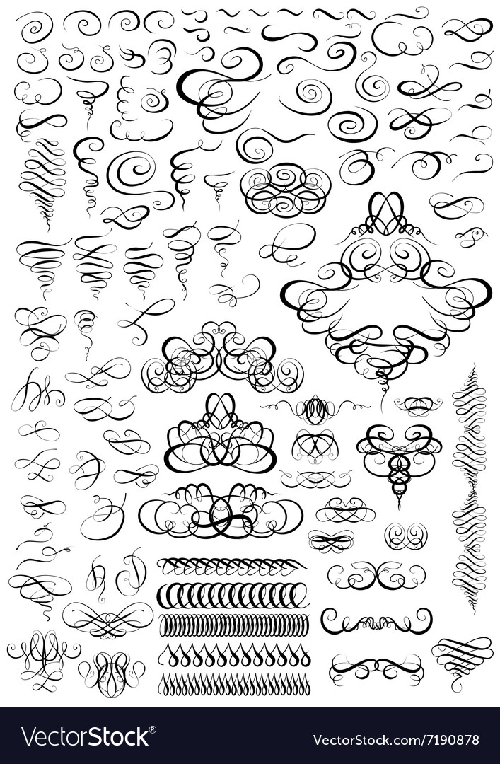 Calligraphic elements for design Big set Vector Image