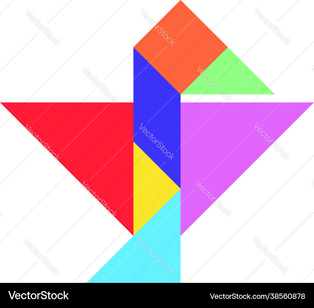 Color tangram puzzle in flying bird shape Vector Image