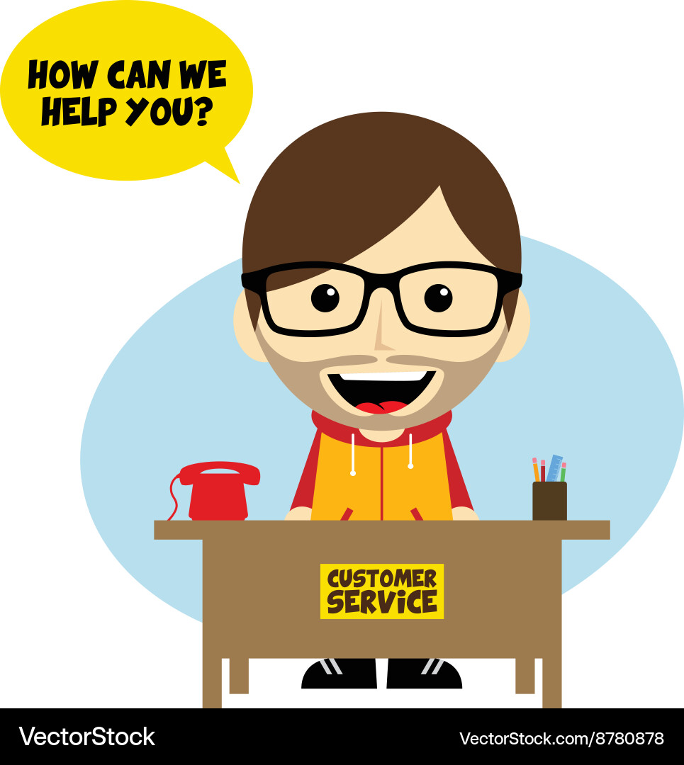 Customer service desk cartoon character Royalty Free Vector