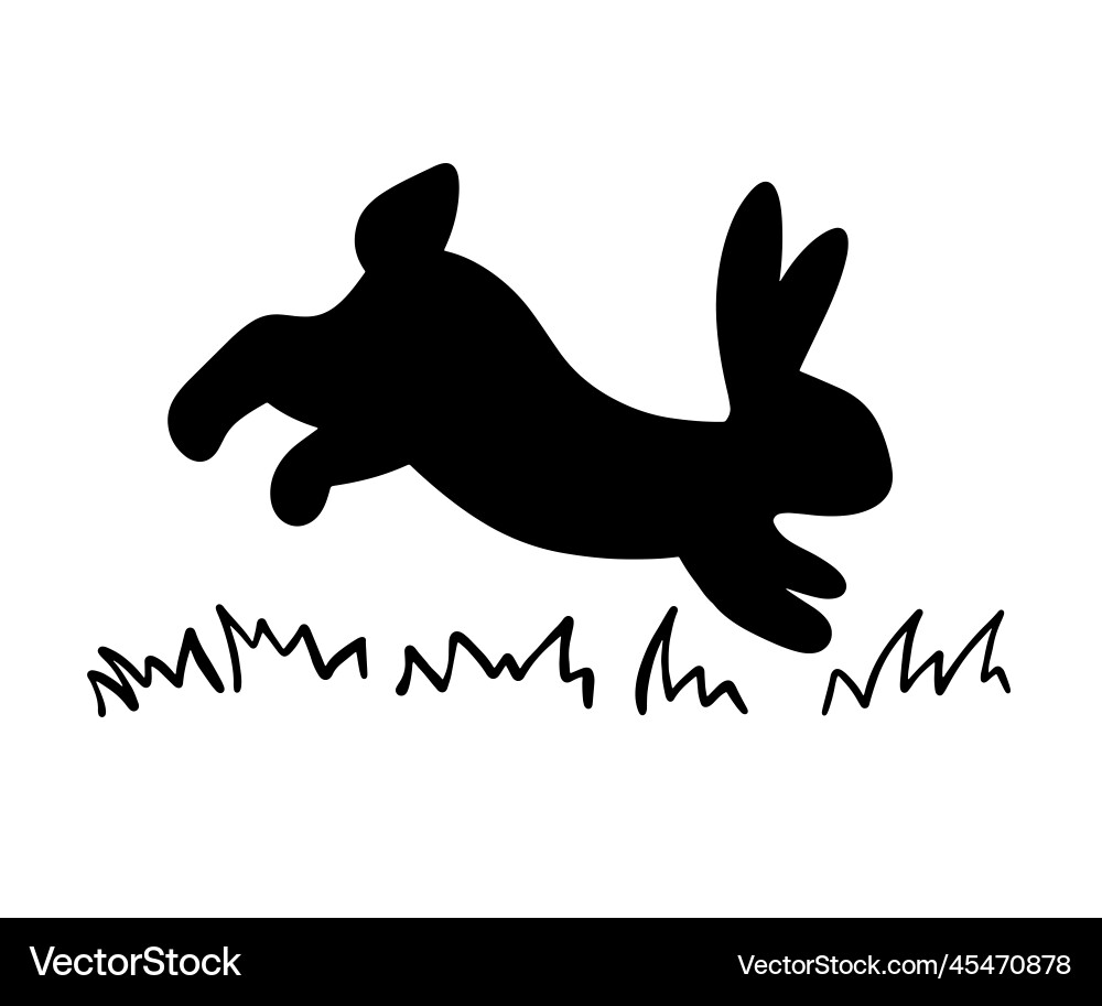 Cute bunny silhouette isolated on white background