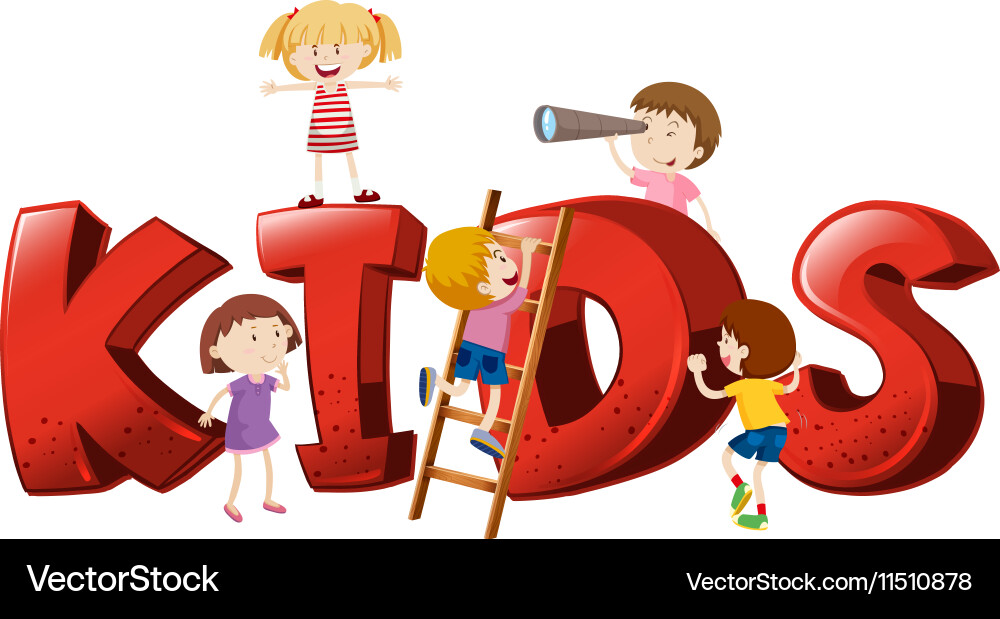 Font design for word kids Royalty Free Vector Image