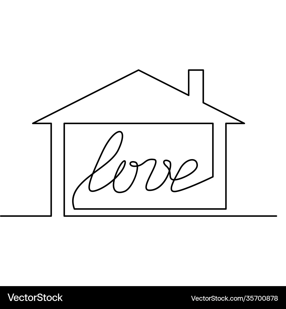 House where love lives continuous line Royalty Free Vector
