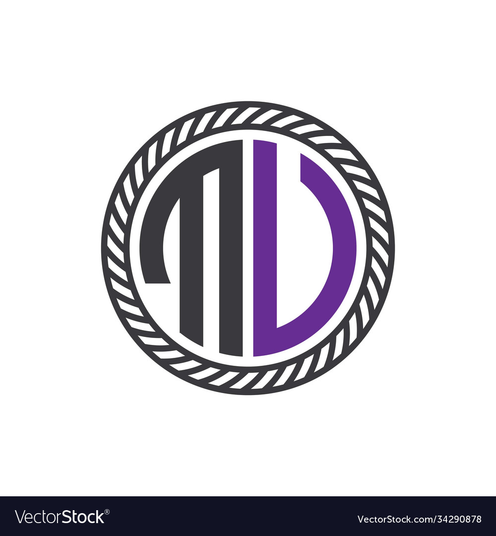 Initial letter mv circle shape monogram simple Vector Image