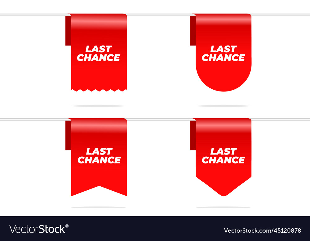 Last chance red ribbon and tag isolated on white Vector Image