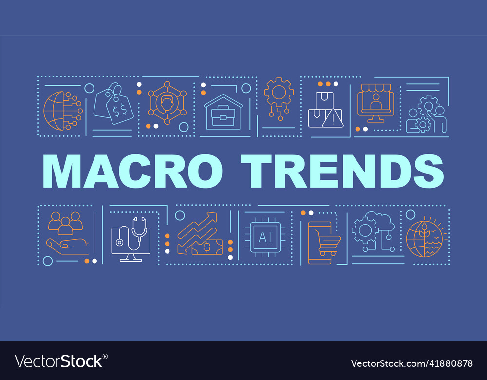 Macro trends word concepts dark blue banner Vector Image Macro trends word concepts dark blue banner Vector Image