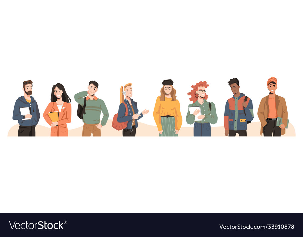 Multicultural multiracial students millennials Vector Image