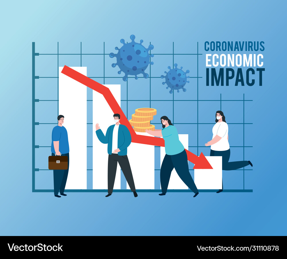 People with infographic economic impact Royalty Free Vector