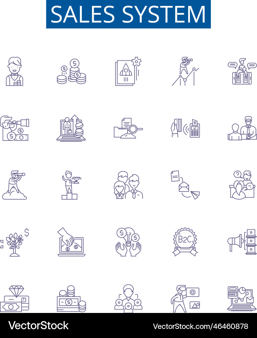 Sales system line icons signs set design Vector Image