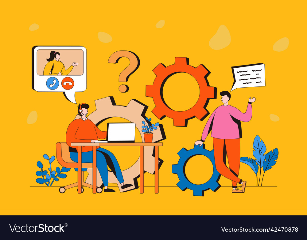 Technical support web concept in flat 2d design Vector Image