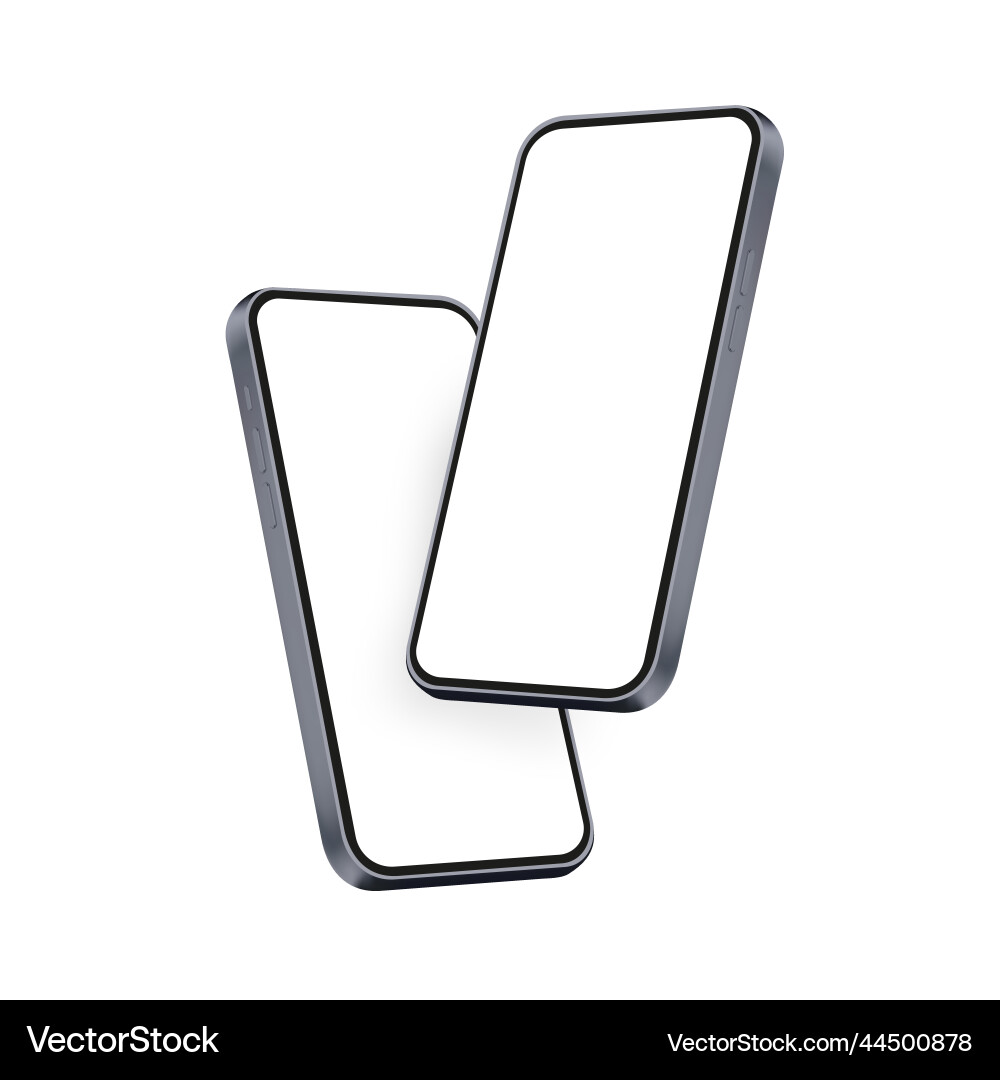 Two smartphones mockups with blank side screens Vector Image