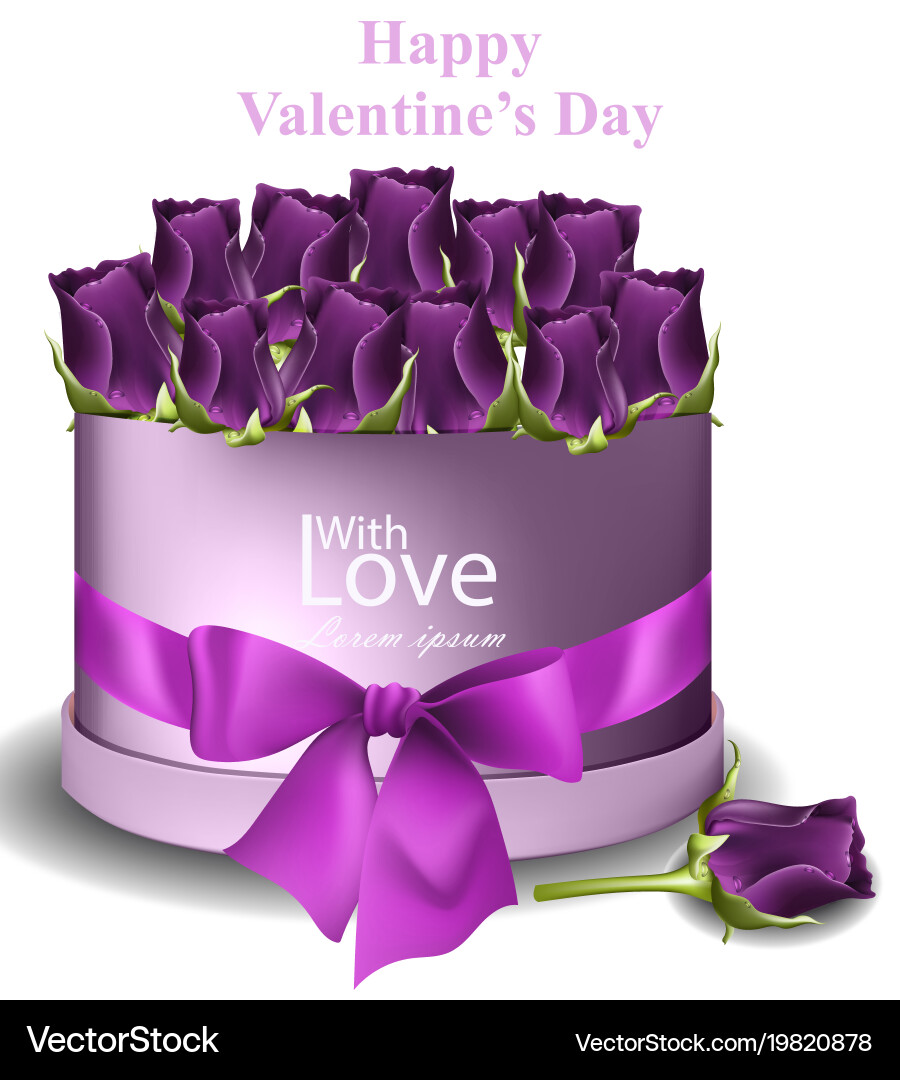 Ultra violet roses bouquet box Royalty Free Vector Image
