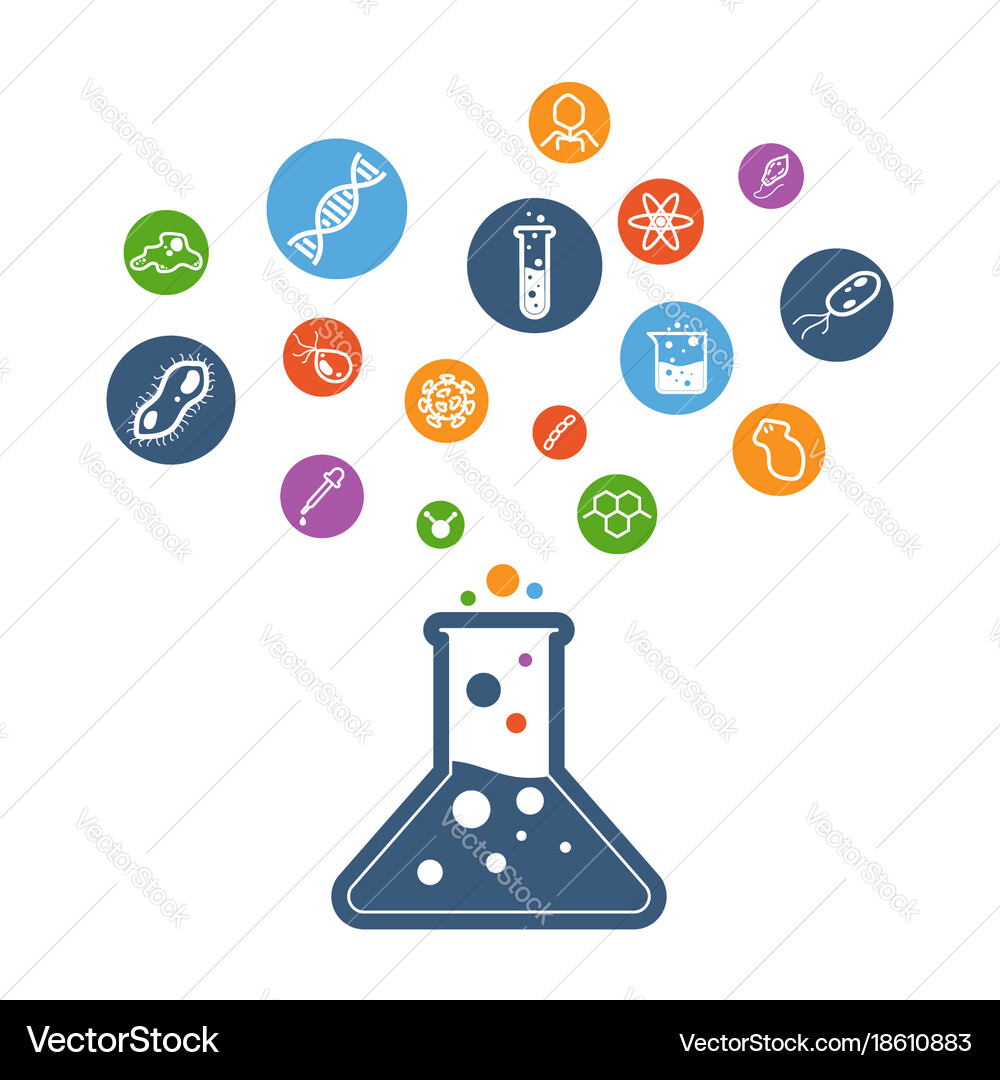 Colorful science flat icon flies out from the Vector Image
