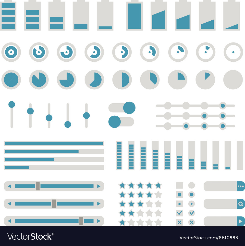 Different Interface Controls Design Elements Flat Vector Image