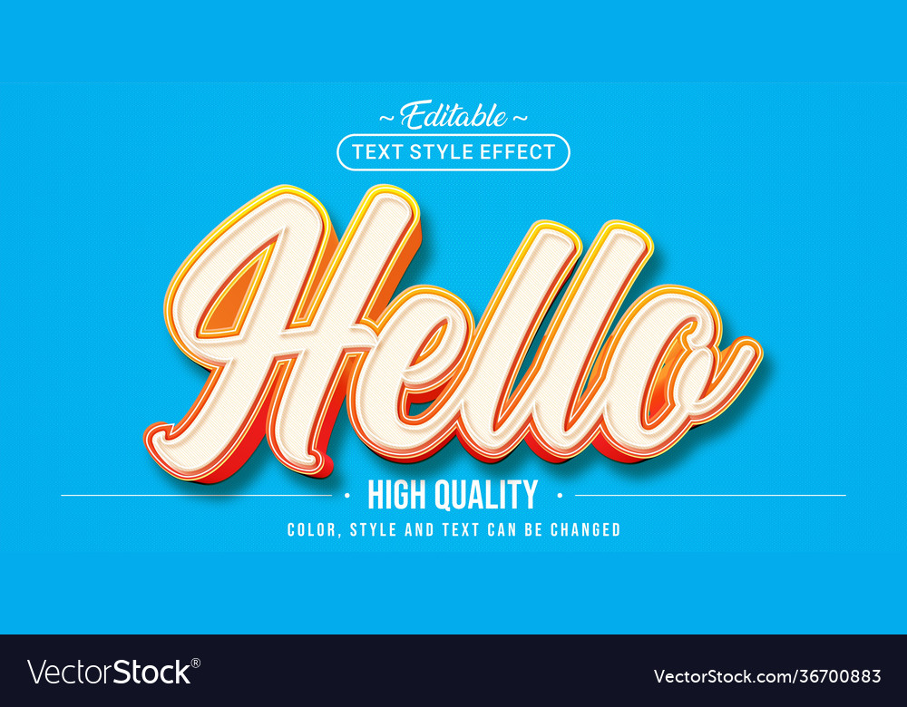 Editable text style effect - hello text style Vector Image