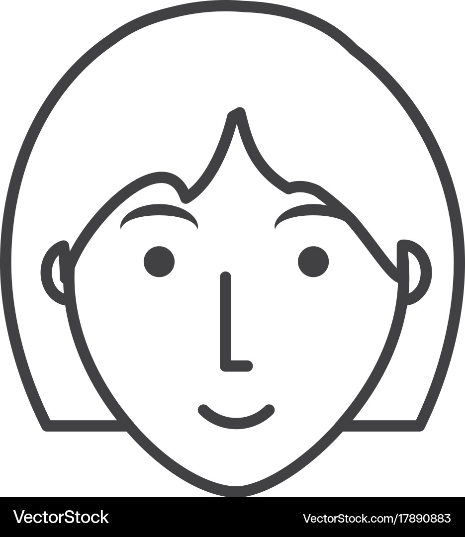Flat line uncolored face woman over white Vector Image