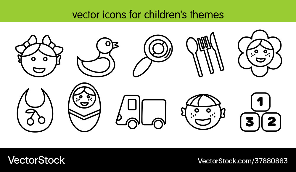 Icons for children themes Royalty Free Vector Image