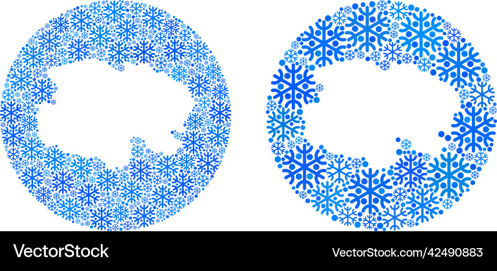 Inverted circle qinghai province map - snowflakes Vector Image