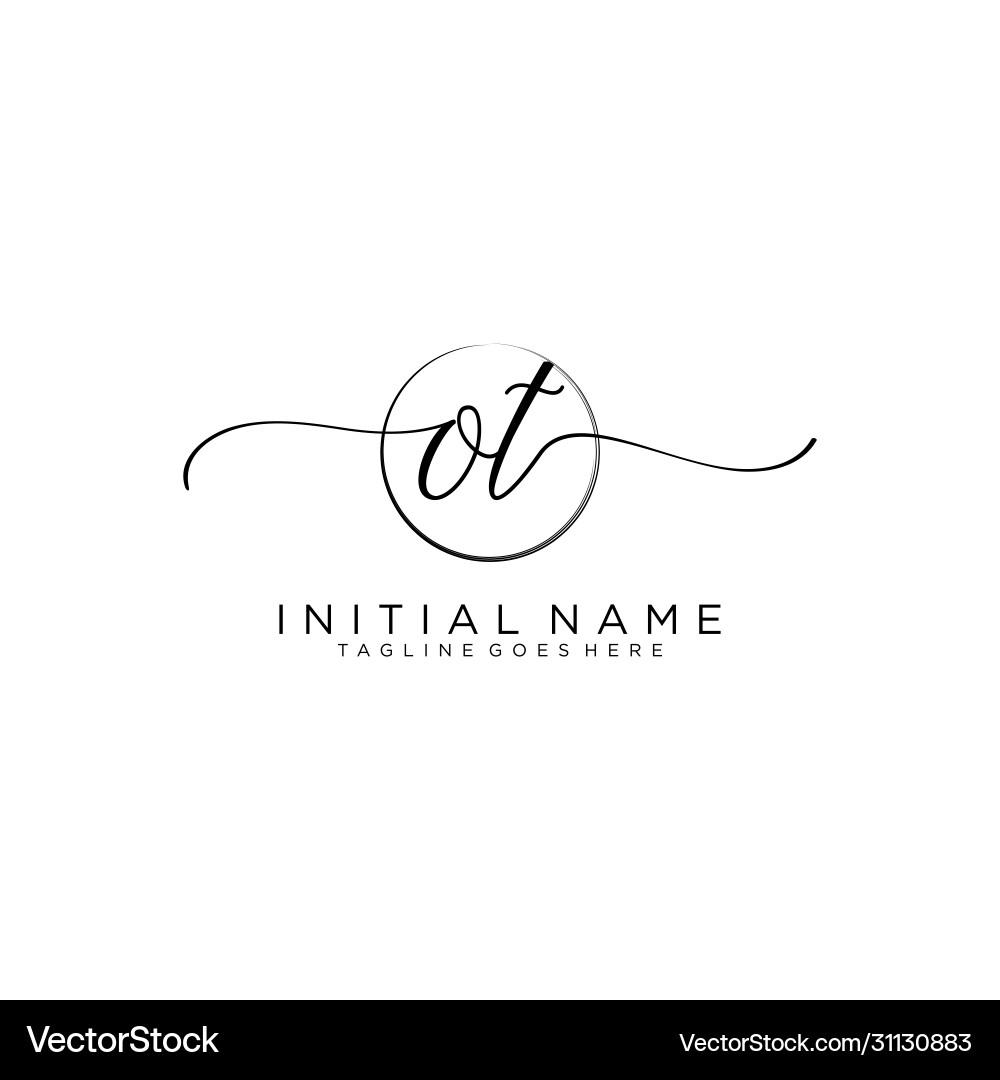 Ot initial handwriting logo with circle template Vector Image
