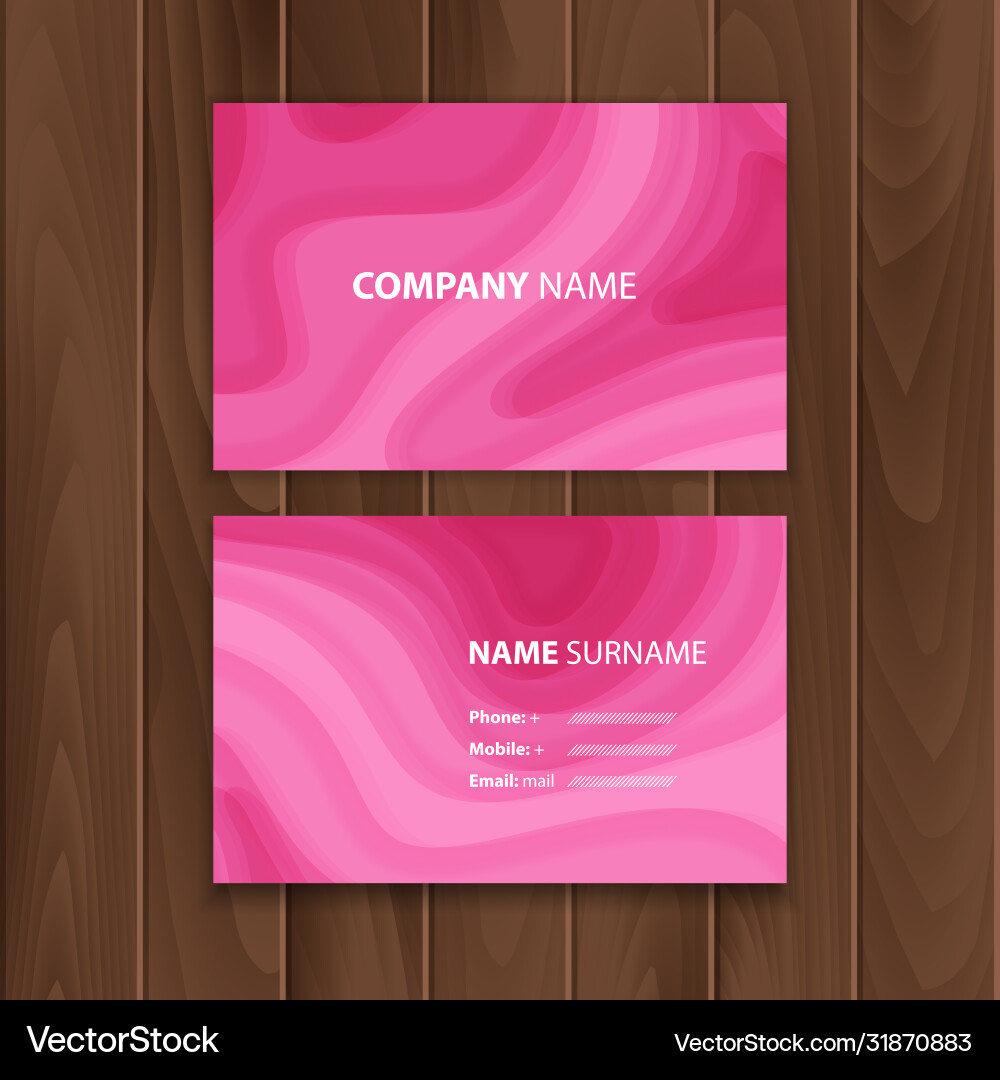 Pink business card with background deep Royalty Free Vector