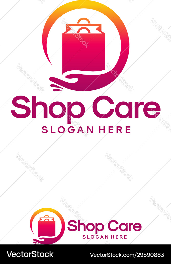Shop care logo designs service template Royalty Free Vector