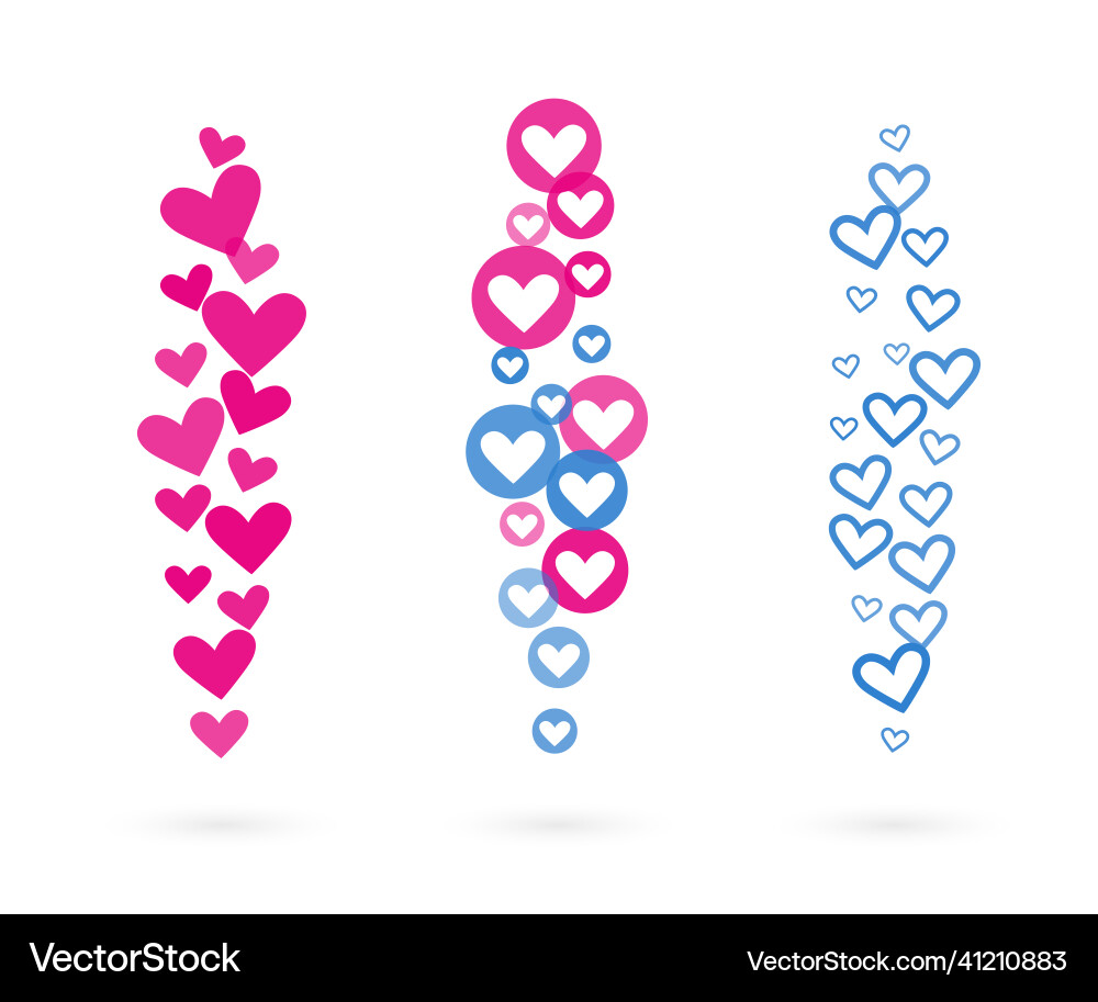 Stream of flying hearts Royalty Free Vector Image