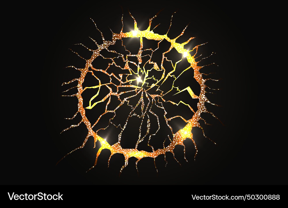 Abstract black and gold wall hole background Vector Image